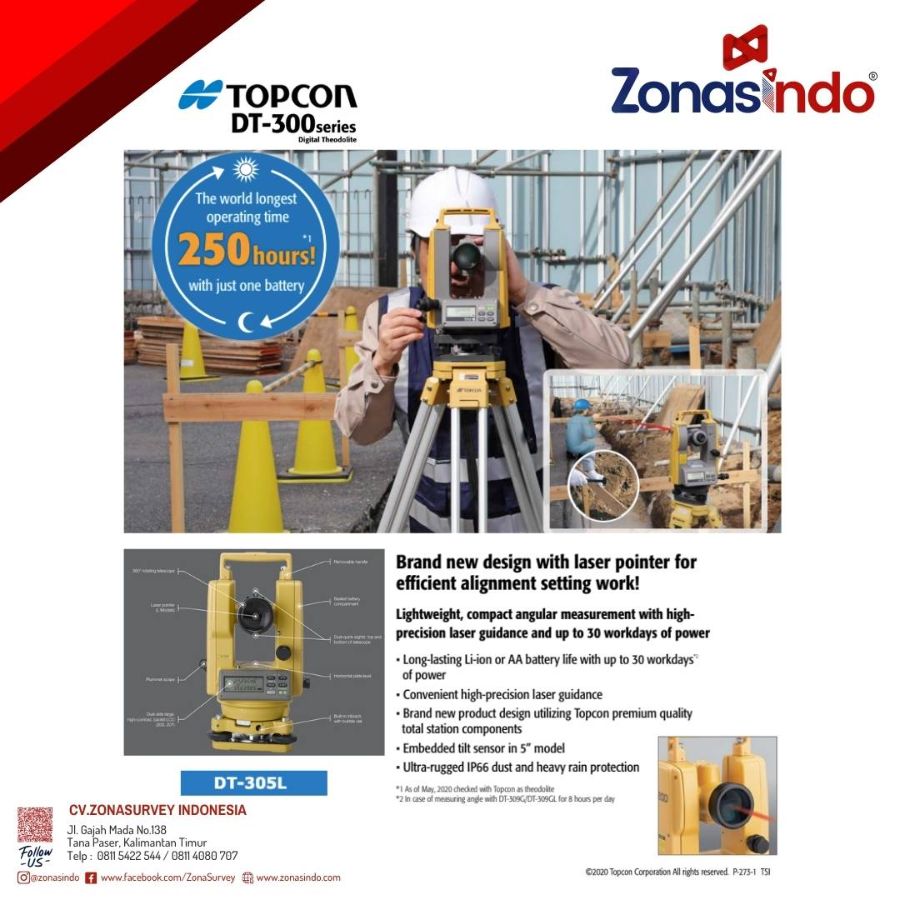 TOPCON DT-305L Digital Theodolite DT - Zonasindo
