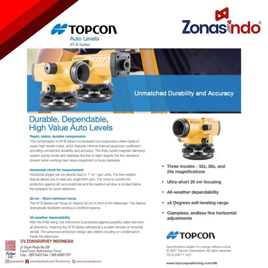 TOPCON AT-B3A Automatic Level - Zonasindo